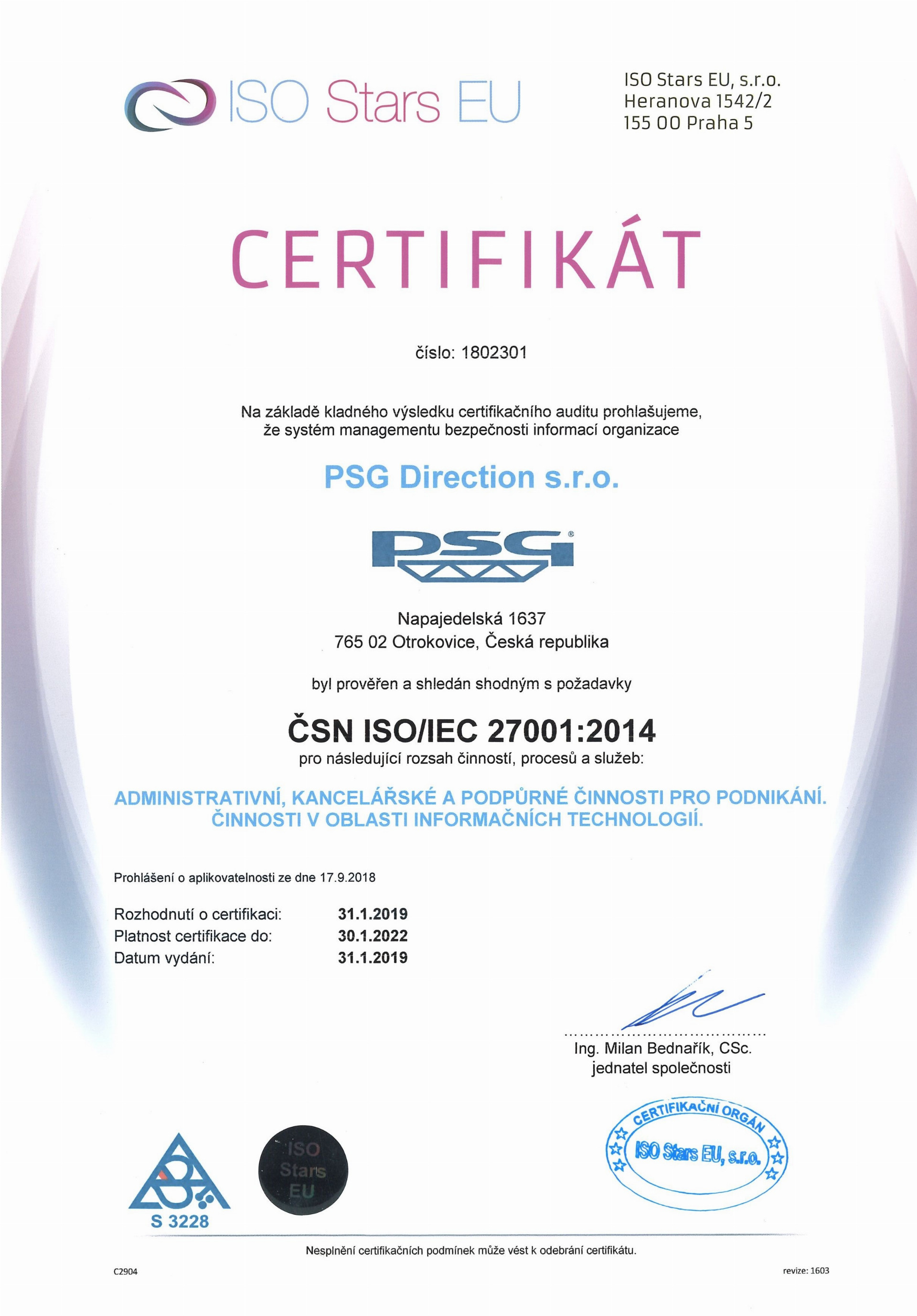 Certifikace | PSG - stavíme pro budoucnost